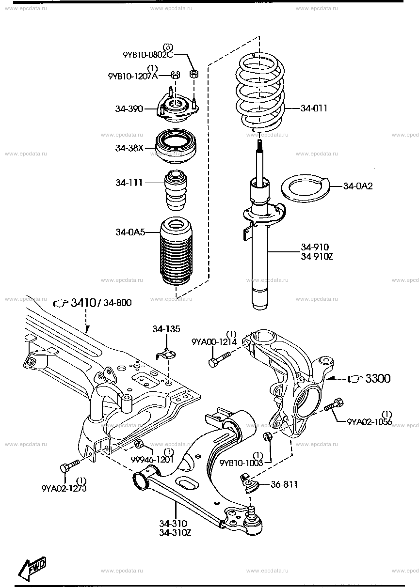 Front suspension mechanism for Mazda Demio - Amayama