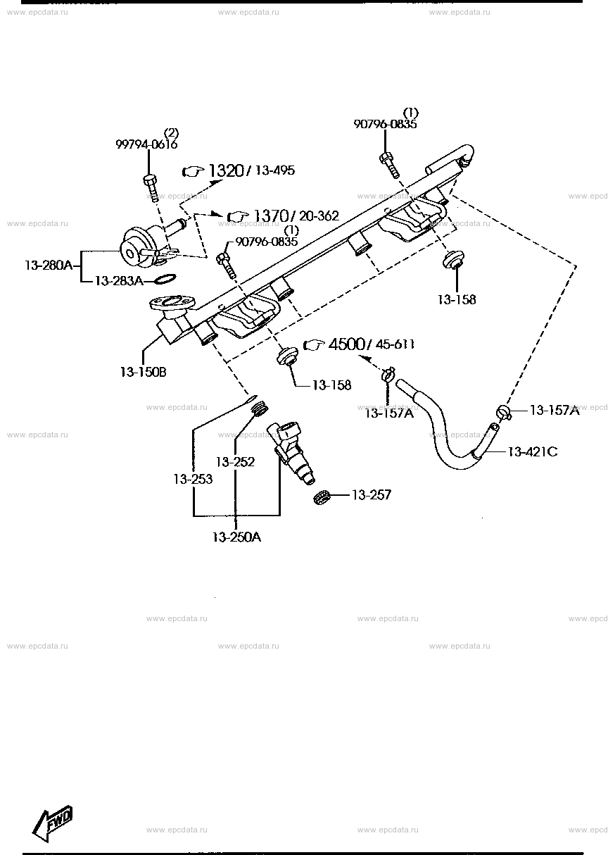 Fuel distributor (gasoline) for Mazda Bongo - Amayama