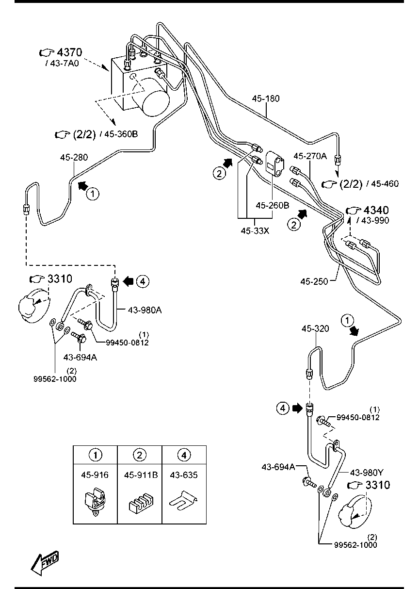 Brake pipings (w/dynamic stability control system) for Mazda Mazda2, 08 ...