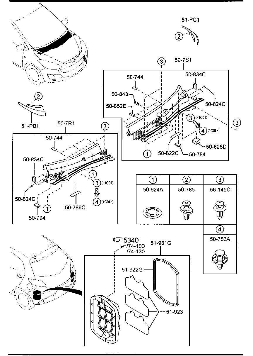 Extractor chamber & rear finisher for Mazda Mazda2, 08.2010 spare parts ...