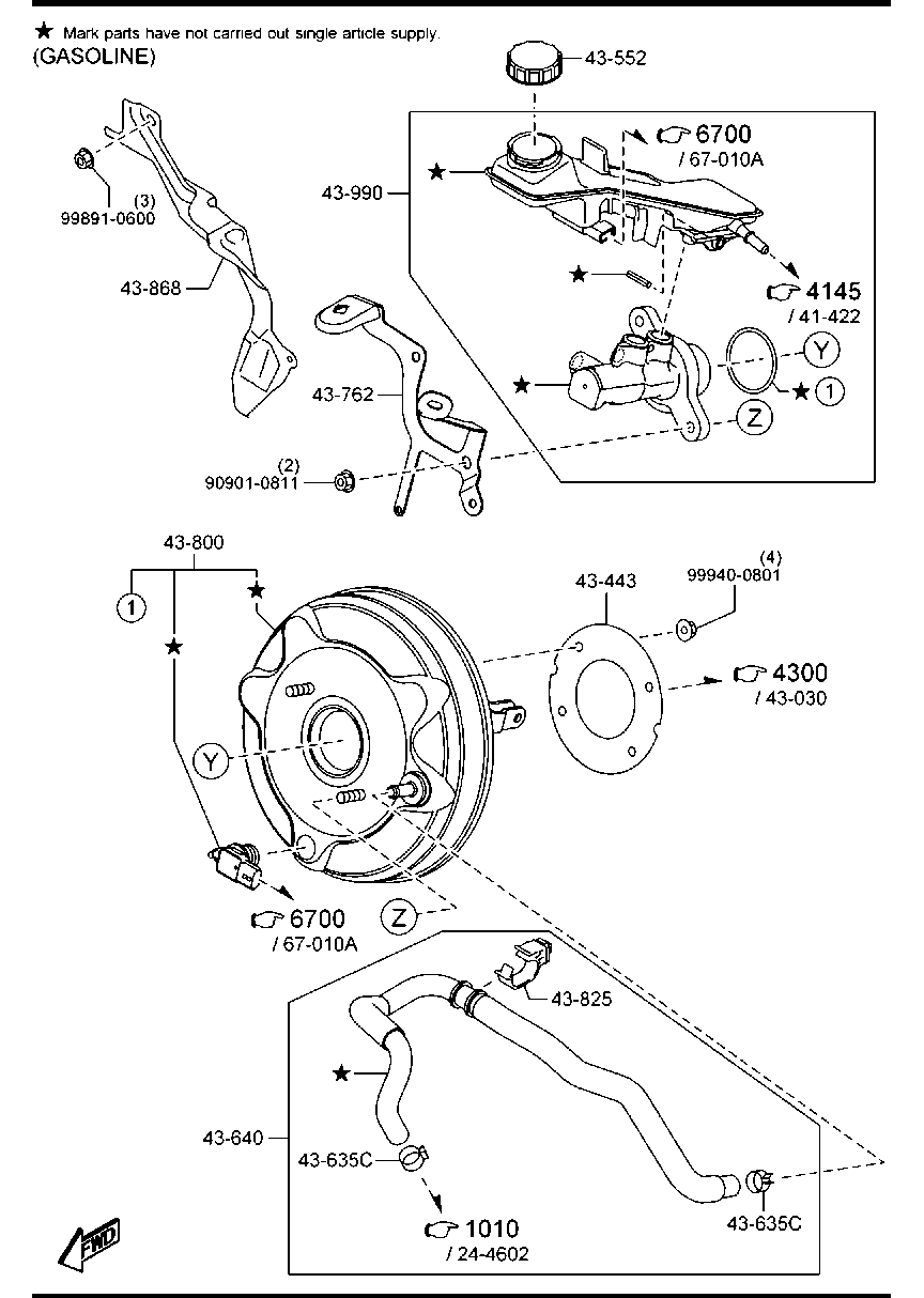 Brake master cylinder & power brake for Mazda Mazda2, 01.2015 spare ...