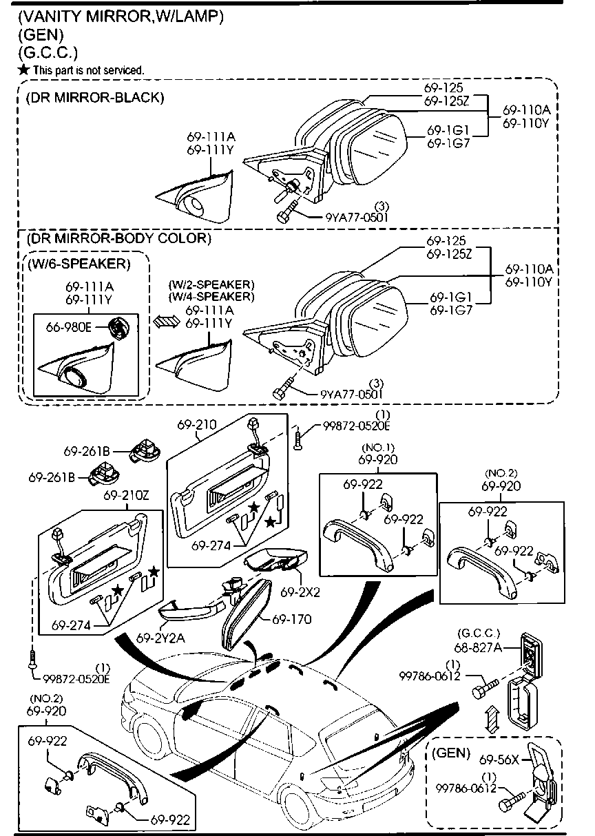 Visors,assist handles & mirrors (5-door) for Mazda Mazda3 - Amayama