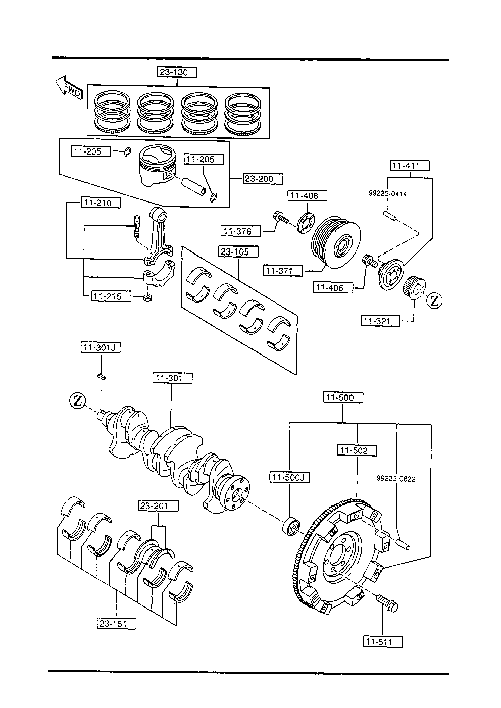 Piston, crankshaft & flywheel (1800cc) for Mazda MX-5 - Amayama