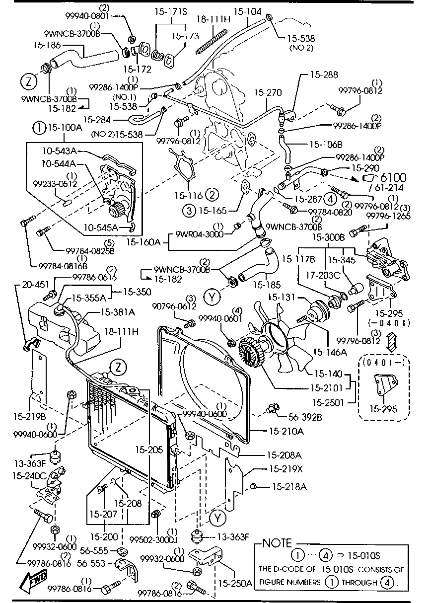 Cooling system (gasoline)(g.c.c.)(w/o egi) for Mazda E2000 - Amayama
