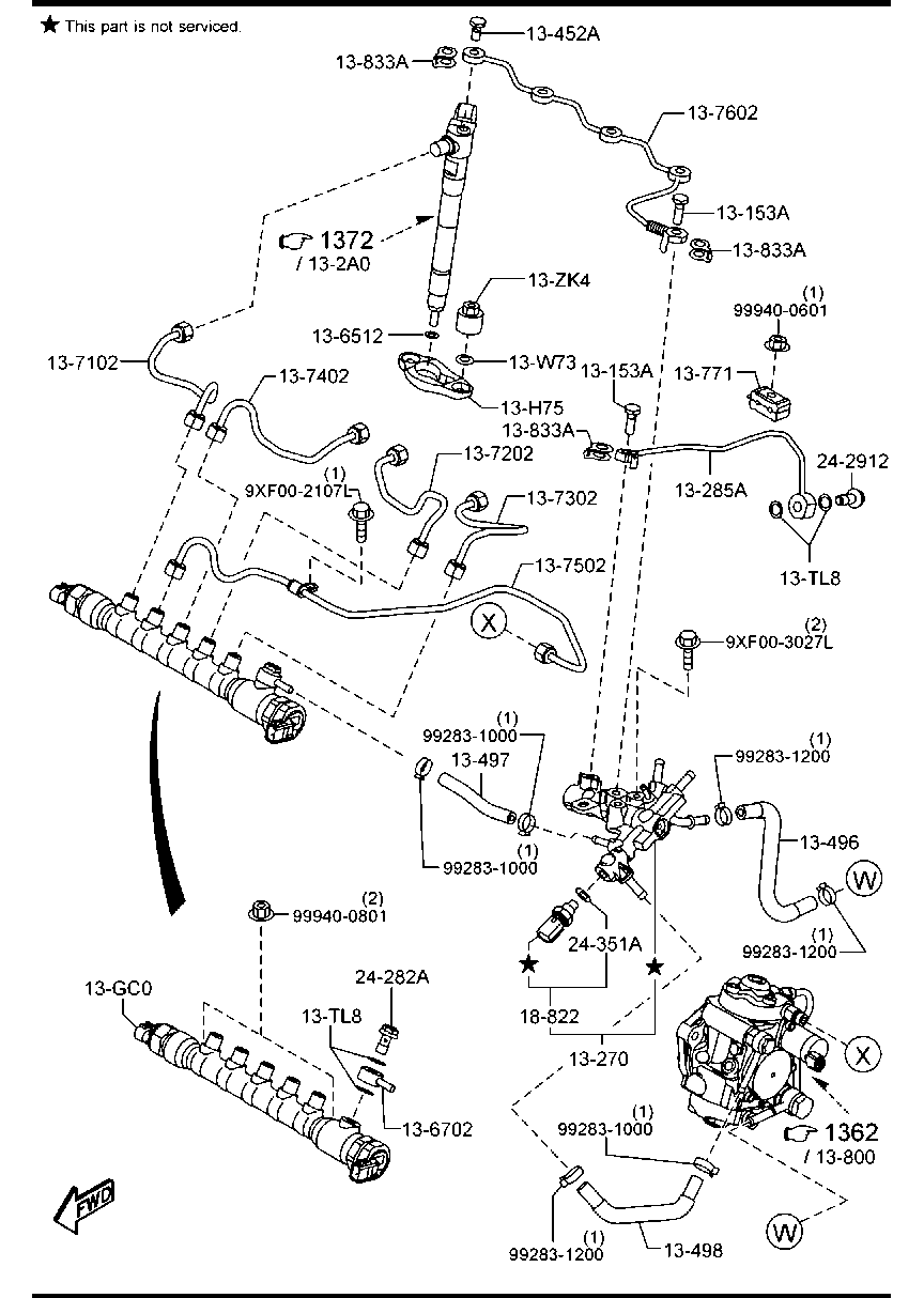 Fuel system (diesel) for Mazda CX-5, 02.2017 spare parts - Mazda ...