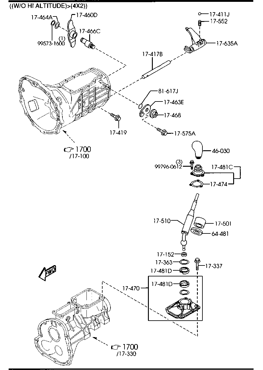 Manual transmission change control system (diesel)(2500cc) for Mazda BT ...
