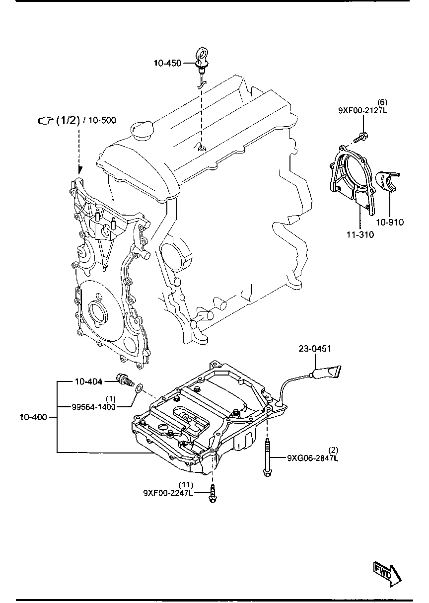Oil pan & timing cover (2000cc) for Mazda Mazda6 - Amayama